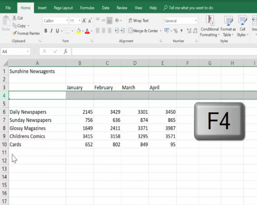 Excel Tip – Use the F4 Key as a Repeat | Knowledge Market