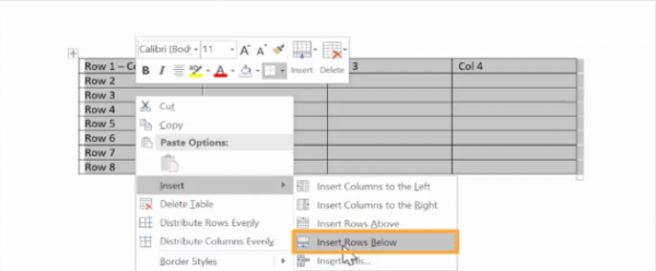 Word Tip – Quickly Insert Columns & Rows into a Table | Knowledge Market